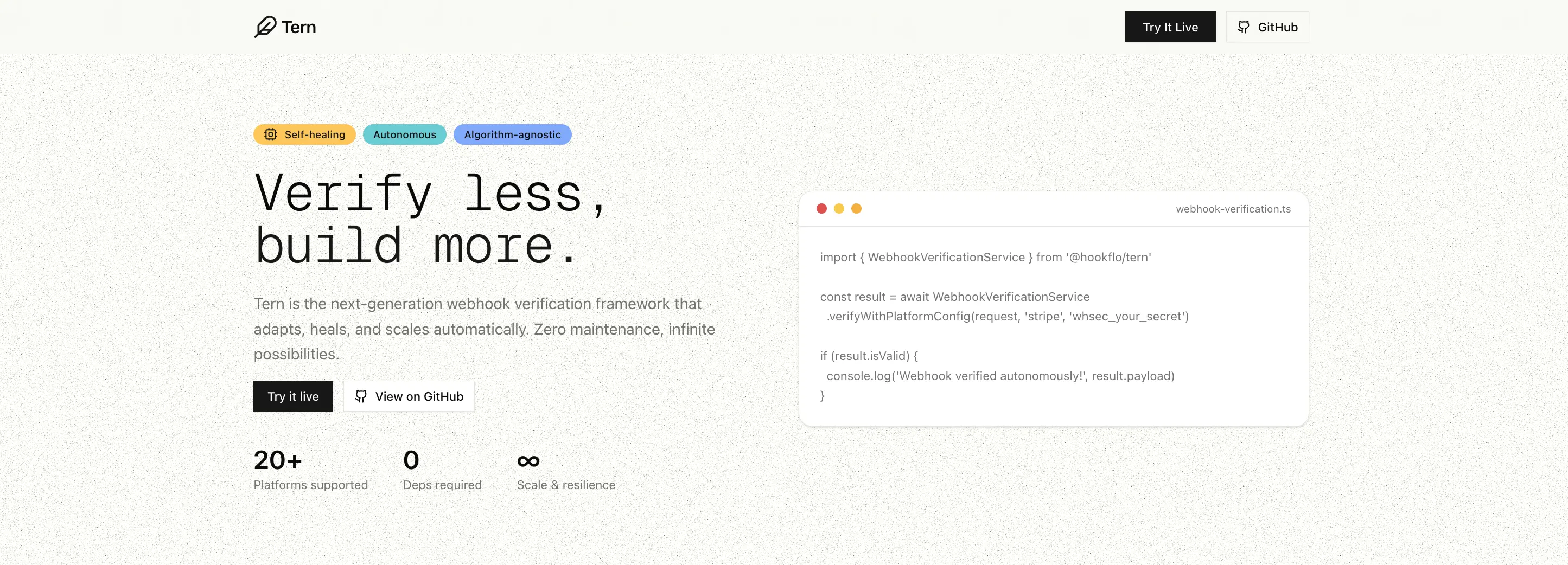 Tern - Universal Webhook Verification Framework